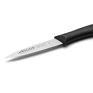 ARCOS Paring Knife 3 Inch Stainless Steel. Professional Kitchen Knife for Cut, Peel and Clean Food. Ergonomic Polyoxymethylene Handle and 85mm Blade. Series Nova. Color Black