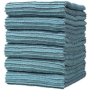 Premium Kitchen Towels - Large Cotton Kitchen Hand Towels - 6 Pack - Ribbed Design (16" x 26") - 340 GSM Highly Absorbent Tea Towels Set with Hanging Loop (Aqua)