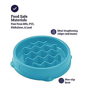 Catstages Kitty Slow Feeder Cat Bowl, Blue