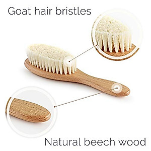 Natemia Quality Wooden Baby Hair Brush for Newborns & Toddlers | Natural Soft Bristles | Ideal for Cradle Cap | Perfect Baby Registry Gift