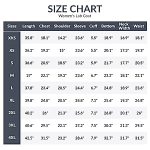 VOGRYE Professional Lab Coat for Women Long Sleeve, White, Unisex XL