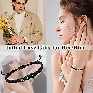 Initial Bracelets for Women Men's Bracelets Gifts for Girlfriend Boyfriend Letter Bracelets I Love You Gifts for Her Him Best Friend Birthday Gift Christmas Jewelry, Metal, no gemstone