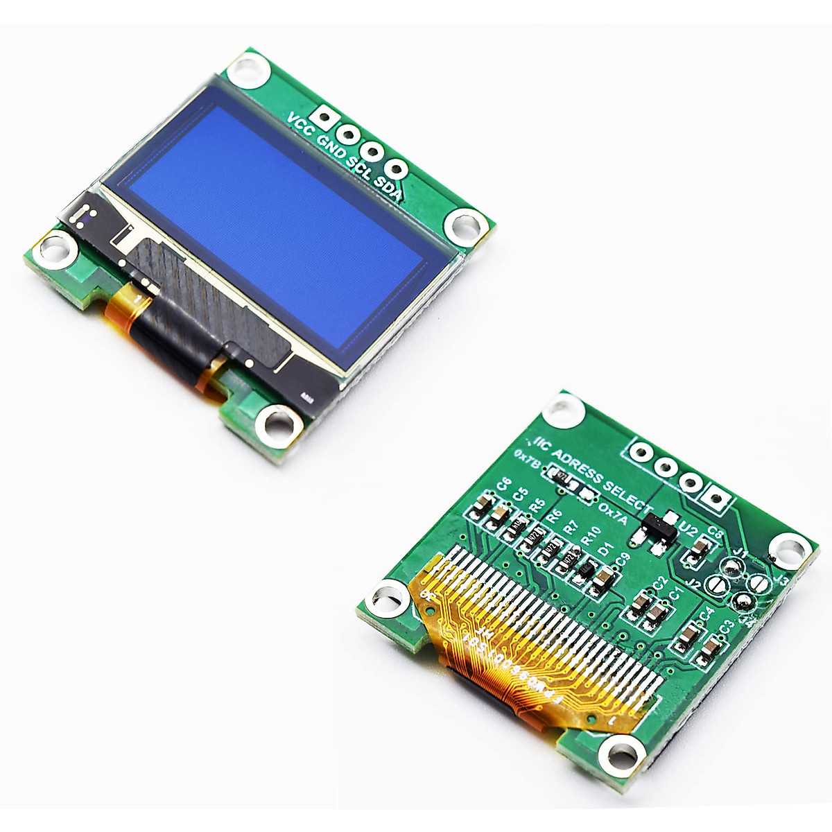 Adeept 4pcs 0.96 Inch OLED Module 12864 128x64 SSD1306 IIC I2C Serial Self-Luminous Display Board Compatible with Arduino Raspberry Pi and MCU(Blue) - Pins Soldered