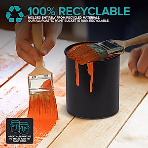 1-Quart Plastic Paint Bucket (6 Pack) - Triple Lock Airtight Seal - Minimizes Skimming - Rust Proof - Odor & Chemical Resistant - 32 Fl Oz All-Plastic Paint Can with Snap On Lid - Stock Your Home