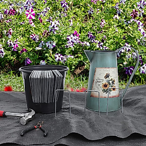 Whonline 100pcs Landscape Staples 4 Inch 11 Gauge Heavy Duty Galvanized Garden Stakes, Drip Irrigation Stakes for Securing Irrigation Tubing Fabric Weed Barrier Ground Sheets