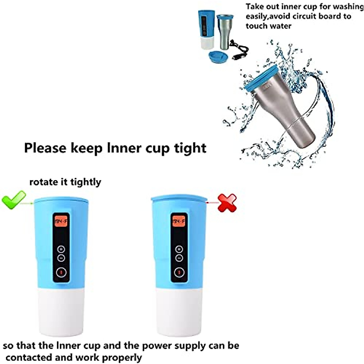 12V Baby Bottle Warmer Car Bottle Warmer for Breastmilk Bottle Heater for Babies Smart Temperature Control Mug for Coffee/Tea/Beverage/Milk and Hot Chocolate (Blue)