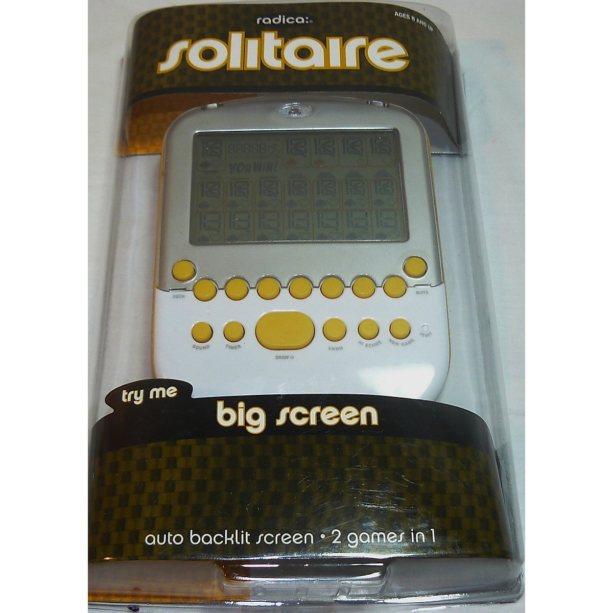 Backlit Screen And Bigger Cards Allow Easy Viewing - Big Screen Solitaire - White