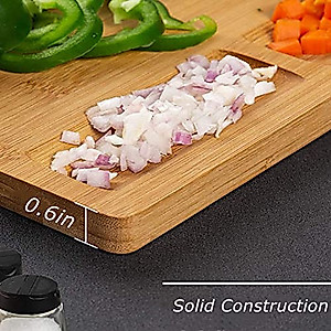 Lyellfe 2 Pack Bamboo Cheese Board, 16.5''L x 12.2''W Large Charcuterie Cutting Board with Juice Groove, Chopping Board Serving Platter for Brie, Meat, Vegetable, Pre Oiled, Organic Bamboo