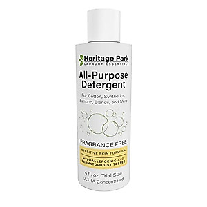 Heritage Park All-Purpose Fragrance Free, pH-Neutral Laundry Detergent - Dermatologist-tested, Sensitive Skin-Friendly, Ultra Concentrated (4 fl oz Trial Size)
