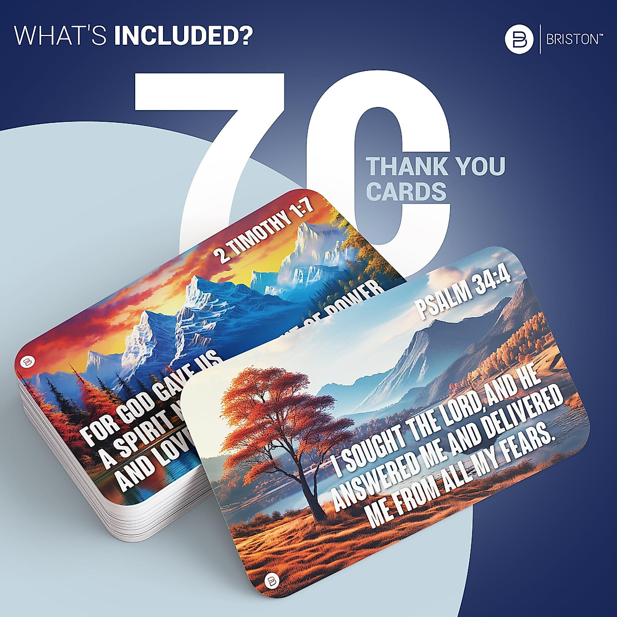 70 Bible Verse Encouragement Cards (7 Verses 10 of Each) - Blank Back Kudos Thank You Appreciation Inspirational Religious Christian Scripture Quotes Prayer Mini Postcards - Teachers, Mom & Dad Gift