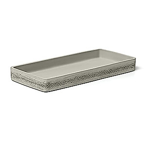 Grey Bathroom Accessories Set, Includes Ceramic Bathroom Soap Dispenser, Toothbrush Holder, Soap Dish and Concete Tray