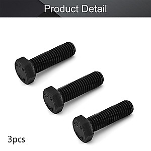 MroMax M12 Left Hand Hex Bolt M12-1.75 x 40mm Hex Head Screw Bolts Carbon Steel Fully Threaded Metric Hex Bolts Grade 12.9 Black 3Pcs
