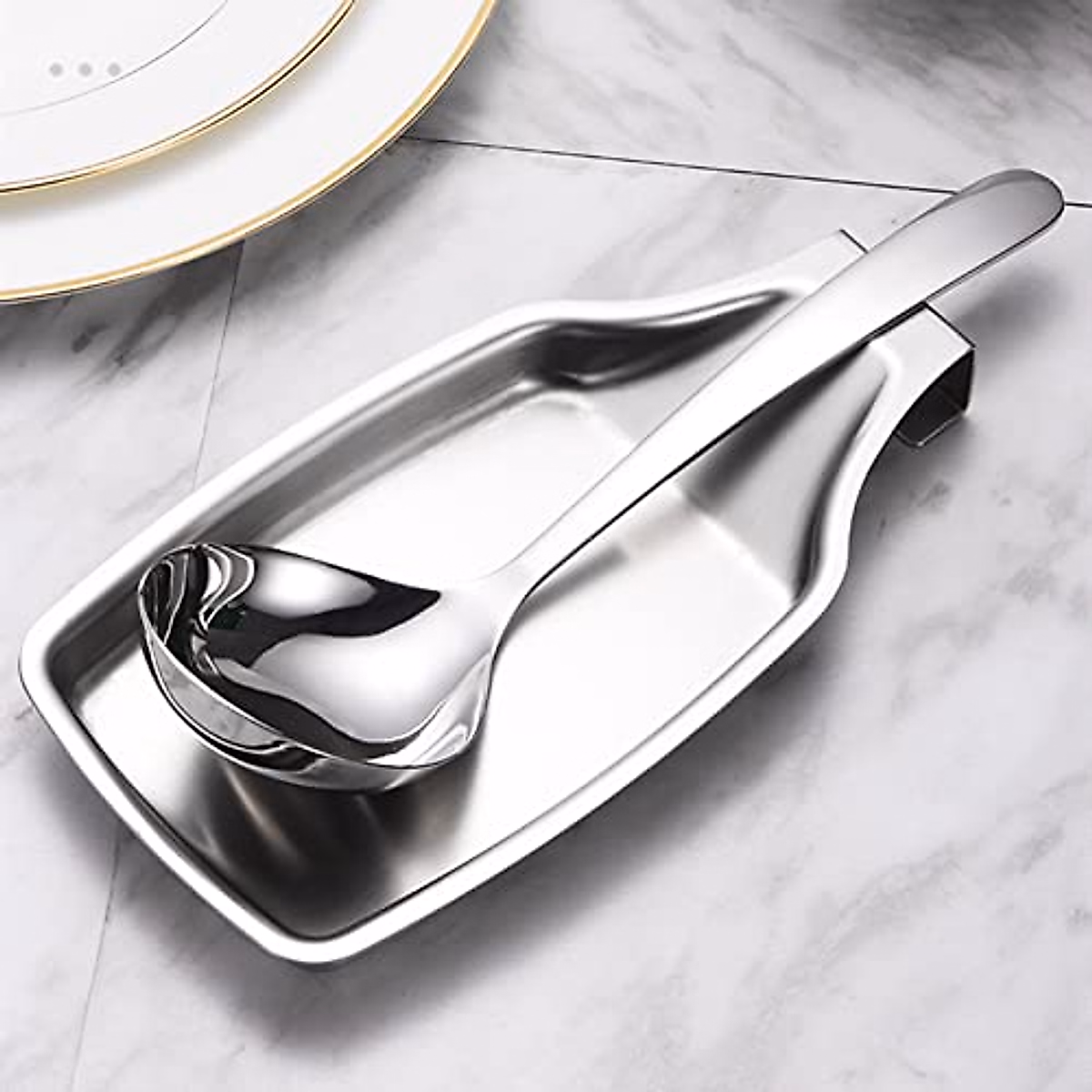 JIANYI Spoon Rest, Stainless Steel Spoon Holder for Stove Top, Heavy Duty Kitchen Utensils Holder for Spatula, Ladles, Brush and Other Cooking Utensils