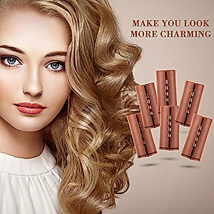 12 Pieces Hair Perm Rods Set Cold Wave Rods Plastic Perming Rods Hair Curling Rollers with Stainless Steel Rat Tail Comb Pintail Comb for Hairdressing Styling Tools (1.57 Inch, Brown)