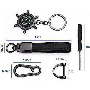 Key Chains for Car Keys, 360 Degree Rotatable Keychain for Men, Black Key Ring