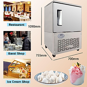 Mvckyi Blast Chiller Commercial Blast Freezer 150L 5 Trays, Blast Chiller Freezer, Gelato Ice Cream Freezer, Stainless Steel Blast Chiller for Baking, Dumplings, Meat, Seafood, Fish, Bread