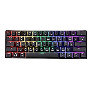 Sanpyl Wired Mechanical Gaming Keyboard, 61 Keys Color Mixing Ergonomic Mechanical Keyboard Quick Response Type C Keyboard Wired RGB Computer Keyboard(Tea Shaft)