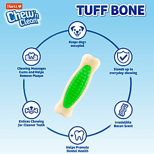 Hartz Chew 'n Clean Tuff Bone Tough Dog Chew Toy, Large 3 Pack