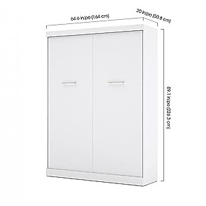 Pemberly Row Newton Easy-Lift Dual Piston Queen Size Murphy Wall Bed in White