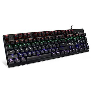 Backlight Suspension Key Mechanical Keyboard for IMice KM-X80 Game Wired PC Notebook Wired Mechanical Green Axis Game Keyboard with Pull-in Shaft (Black)