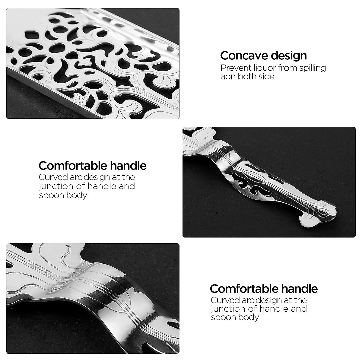 Absinthe Spoons for Absinthe Set ORNOOU 3 Pieces of Stainless Steel Wormwood Cocktail Bar Glass Cup Drinking Filter Vintage