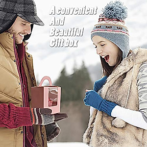 25 Pcs Pink Paper Cupcakes Boxes,Portable Single Individual Cupcake Gift Boxes with Window Inserts Handle for Wedding Candy Boxes (Pink)