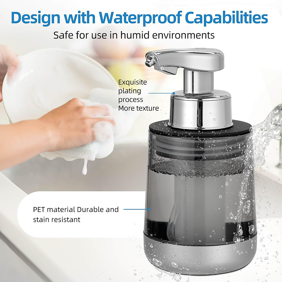 Automatic Soap Dispenser Touchless: 10oz Foaming Soap Dispenser, Hand Free Soap Dispenser Rechargeable Soap Dispenser, for Bathroom, Kitchen, Hotel…