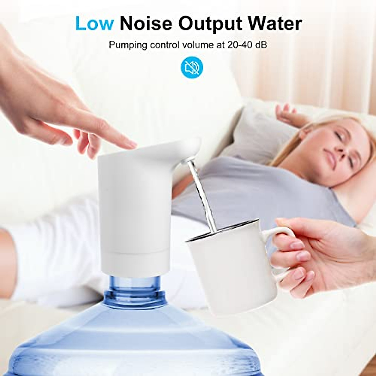 Bottle Water Pump, Mini 5 Gallon Water Dispenser Automatic Suction, Rechargeable Pressure Water Dispenser