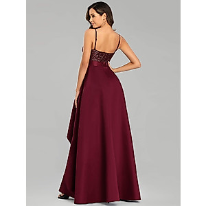 Ever-Pretty Women's V Neck A-line High-Low Party Dress Long Evening Dress Burgundy US4