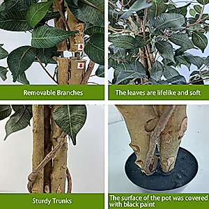 VIGGDA Artificial Ficus Trees 4ft（2pack） with Silk Leaves and Natural Trunk, Faux Ficus Tree with Sturdy Plastic Nursery Pot, Fake Ficus Tree for Office Home Farmhouse for Indoor Outdoor Decor
