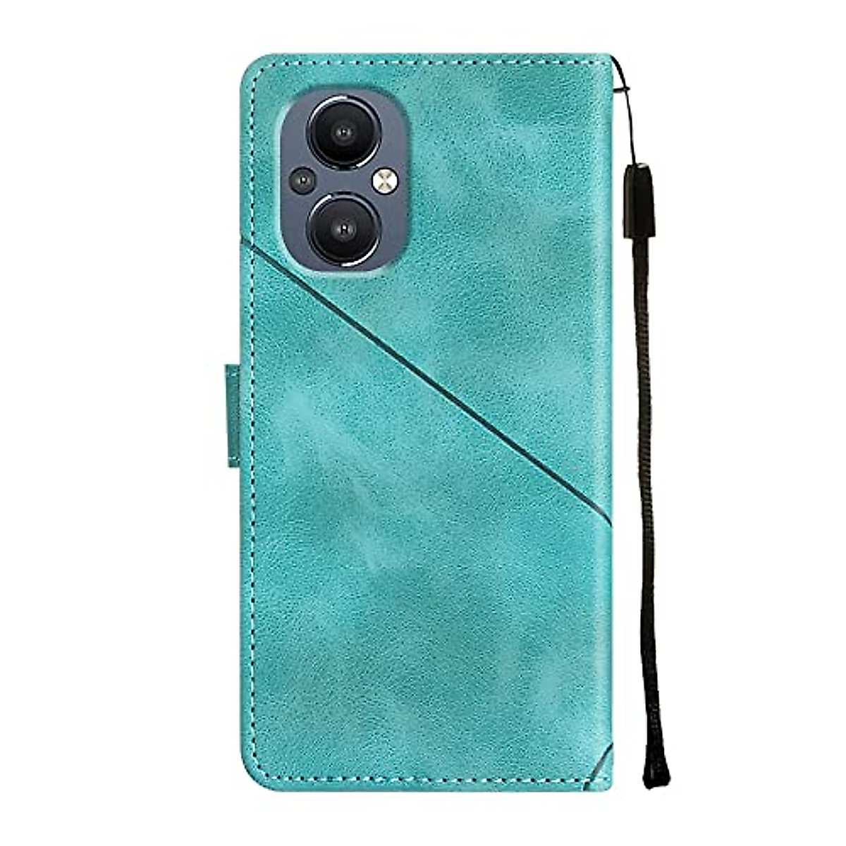 NVWA Compatible with Oppo A96 / Reno 7Z 5G Case with Wallet Credit Card Slots Kickstand and a Wrist Strap Green Leather Protective Cover with Embossed Design