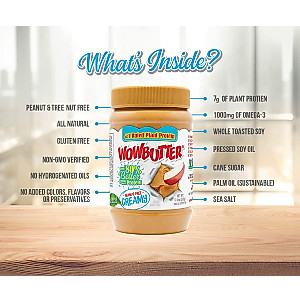 Peanut Free Tree Nut Free Natural No Stir Spread – WOWBUTTER – Award Winning Vegan Plant Protein Food made with Non-GMO verified Whole Soy – (Creamy, 1.1 Pound (Pack of 6))