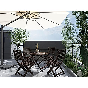 INTERBUILD REAL WOOD Acacia Hardwood Foldable Casino Chair with Arm Rests, Balcony | Dining | Garden | Patio Chairs, 17" Tall, 2 Piece Set - Espresso