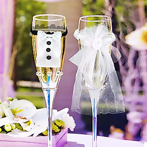 auwiyd 2 PCS Valentine's Day Bride Groom Wine Cups Champagne Glasses Ornaments Marriage Bride Groom Cup Decoration for Valentine's Day Party Wedding Table Décor