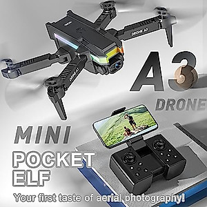 Mini Drone With Dual 4K HD FPV - Camera Remote Control With Altitude Hold, Headless Mode, One Key Start Speed Adjustment Toys Gifts For Boys and Girls (Black(battery x1))