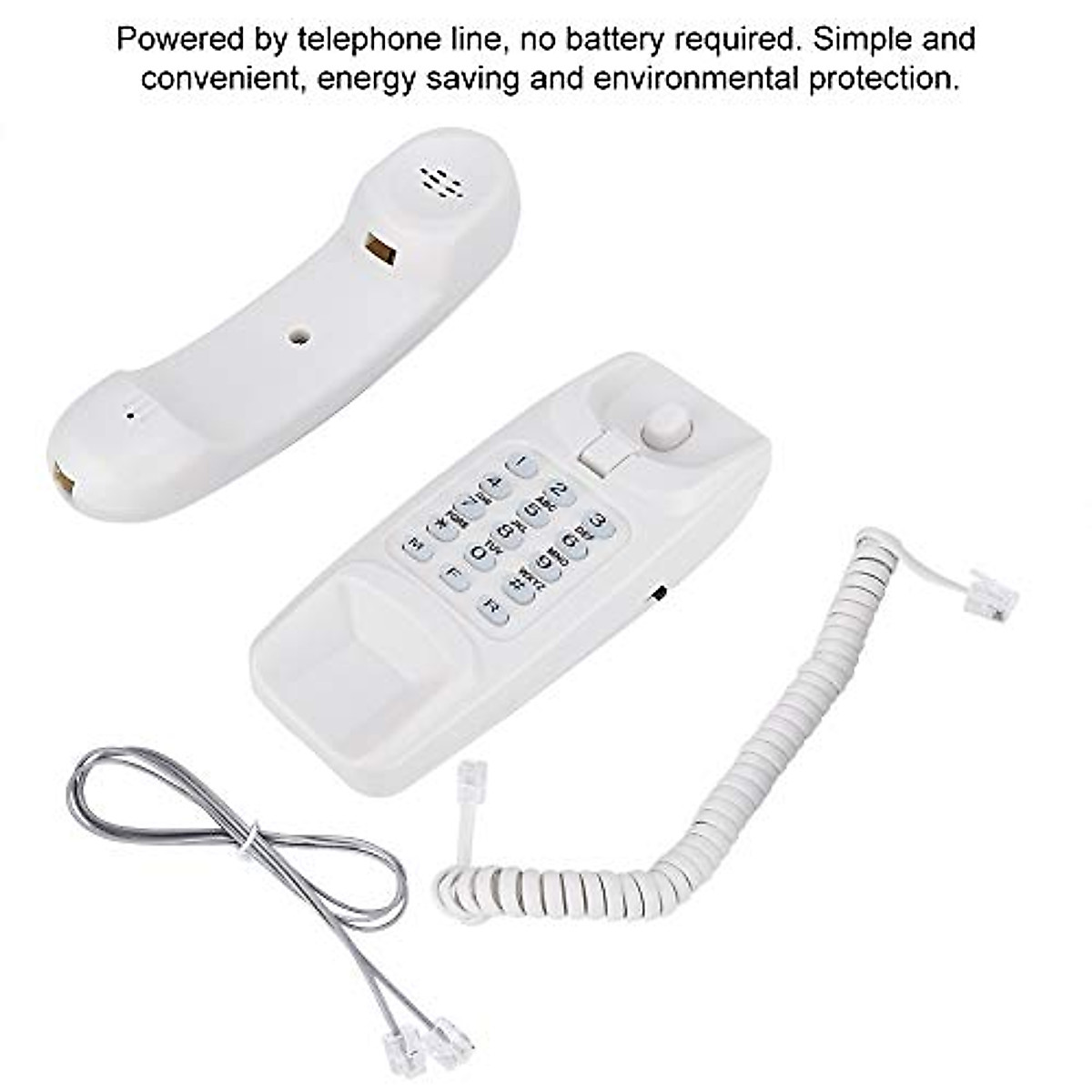 Corded Wall Phone Without Caller ID, Desktop Landline Corded Telephone for Home,Hotel,Living Room,School and Office,Powered by Telephone Line(White)