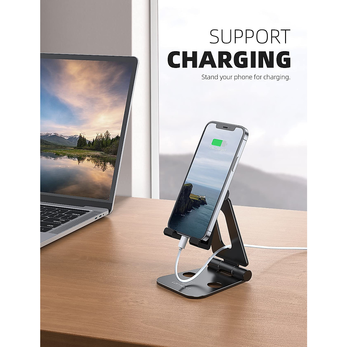 Lamicall Adjustable Phone Tablet Stand, Playstand for Switch, Foldable Desk Holder Dock, Compatible with iPad Mini, 9.7'' iPad Pro Air, Phone 12 Mini 11 Pro Xs Xs Max Xr X 8 7 6 6s Plus SE (4-10'')