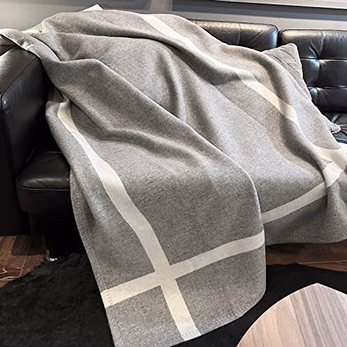 70% Wool Blanket Throw, Warm, Thick, Soft, Washable, 55" x 70", Great for Camping, Outdoors, Travel, Couch, Bedding with Exquisite Box for Gift