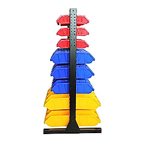 King's Rack Hanging Bin Rack Storage System Heavy Duty Steel Rack Organizer Shelving Unit w/ 70 Plastic Bins in 8 tiers