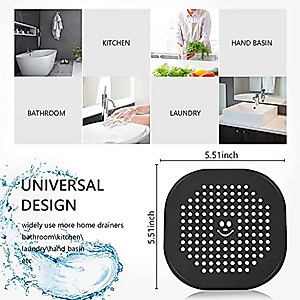 2 Pack Drain Hair Catcher Silicone Bathroom Accessories Shower Drain Protector Sink Drain Strainer Hair Stopper for Shower Kitchen Bathroom Tub Grey