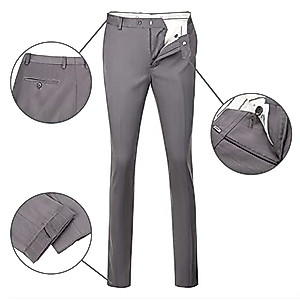 Mens Suit Slim Fit 3 Piece Gray Dress Wedding Tuxedo Pinstripe Suits for Mens Jacket Blazer Vest Pants,XXL