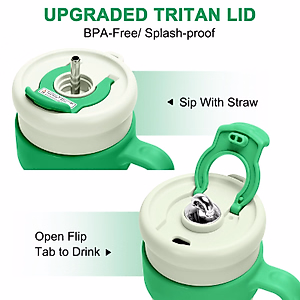 40oz Insulated Tumbler with Lid and Straw, Stainless Steel Water Bottle Cups with Handle, Leak-proof Travel Coffee Mug for Hot and Cold Beverages (Green)