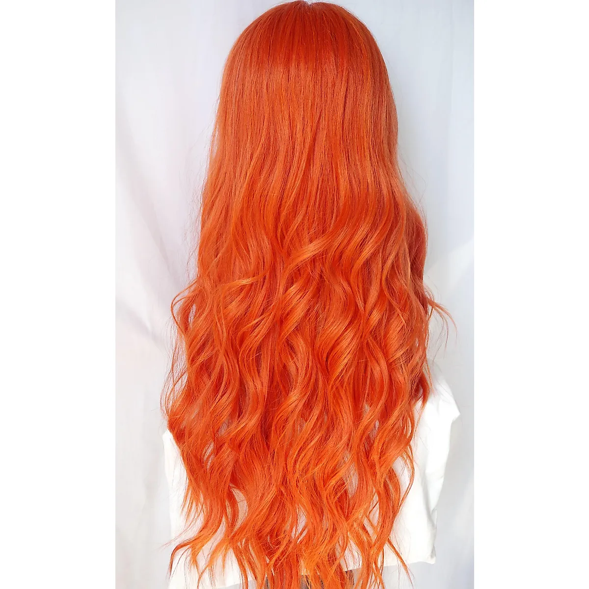 Long Red Bright Copper Wig for women curly Bloom cosplay wig Fairy costume wig synthetic wig with bangs 29inches Halloween wig for women and girl