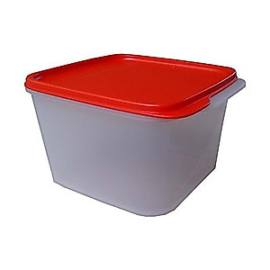 Tupperware Square Smart Saver Container, 2.5 Litres White Transparent Red Lid