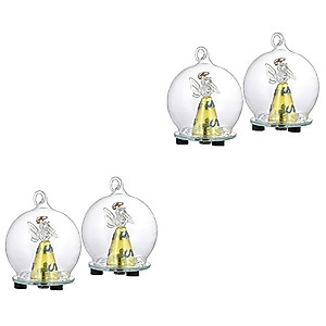 BESTOYARD 4 pcs Light Christmas for Party Home Color LED Pendant Nativity Shop Xmas Ornament Globe Hanging Creative Angel Snowglobe Crafts Delicate Snow Changing Room Glass Decorations
