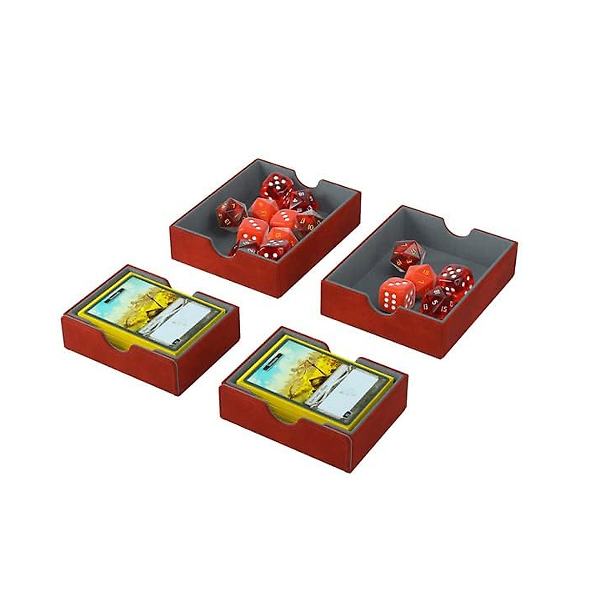 Gamegenic Game's Lair 600+ Convertible Deck Box in Red Color - Premium Game Storage Box Holds up to 600 Cards with Removable Cardboard