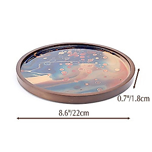 Wood Decorative Tray Round Serving Trays,Ottoman Tray Platter Coffee Table Trays for Home,Restaurant,Hotel,Deco,Food,Tea Tray