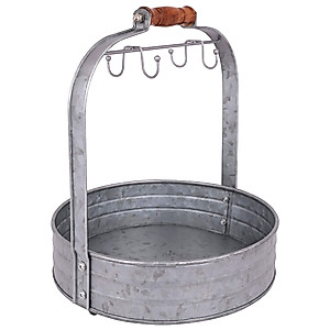 Autumn Alley Rustic Farmhouse Galvanized Coffee Mug Rack Organizer for Kitchen Counter | Mug Tree with Cup Hooks and Basket for Storage of k Cups and Accessories | Perfect for Coffee Bar
