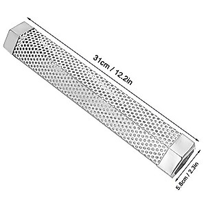 Pellet Smoker Tube, 12.2'' Stainless Steel Bbq Pellet Tube Cold Hot Smoking Portable Smoke Generator for Any Grill Smoker Not Roll on Grill