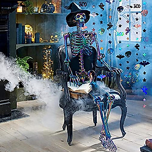 52 Feet Halloween Party Decorations Garlands Streamer BOO Sign Ghost Bat Skull Star Hanging Paper Banner Bunting in Iridescent Black Silver for Halloween All Hallows Eve Birthday Home Party Supplies